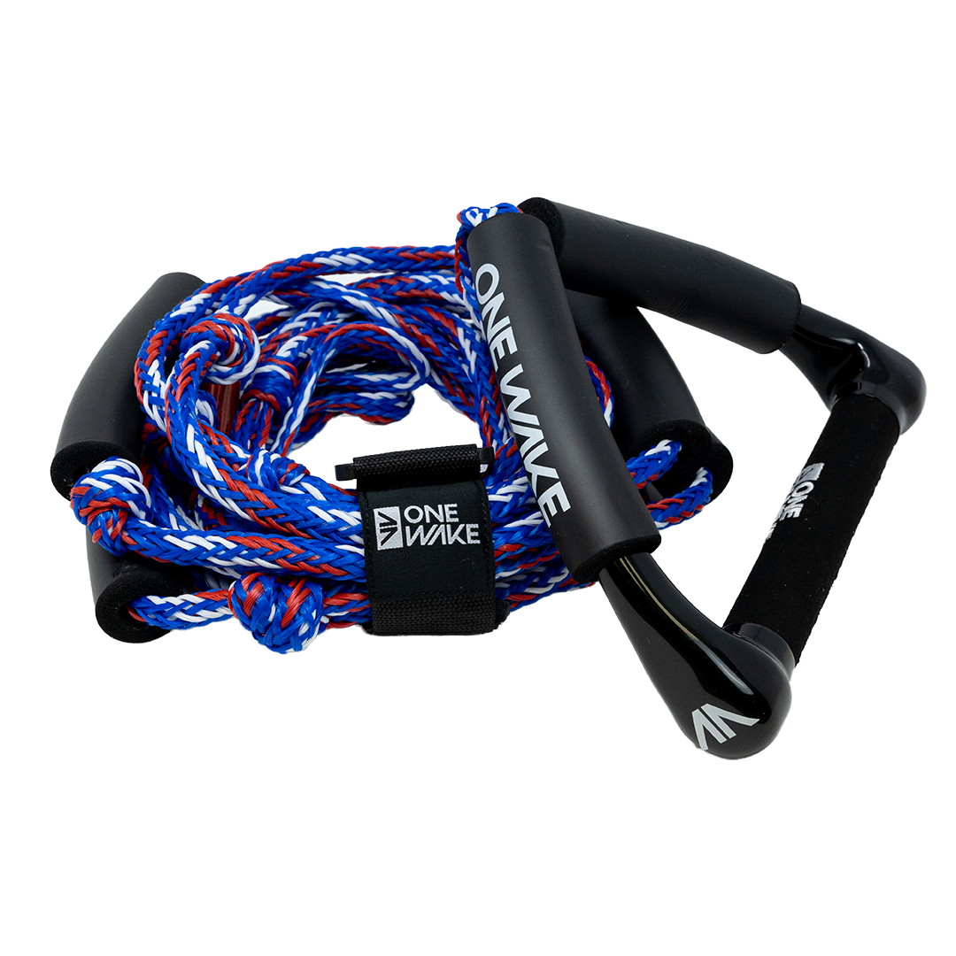 OneWake Wakesurf Rope & Handle Combo - Red, White, & Blue